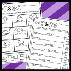 EE and EA Double Vowel Worksheets | Made By Teachers