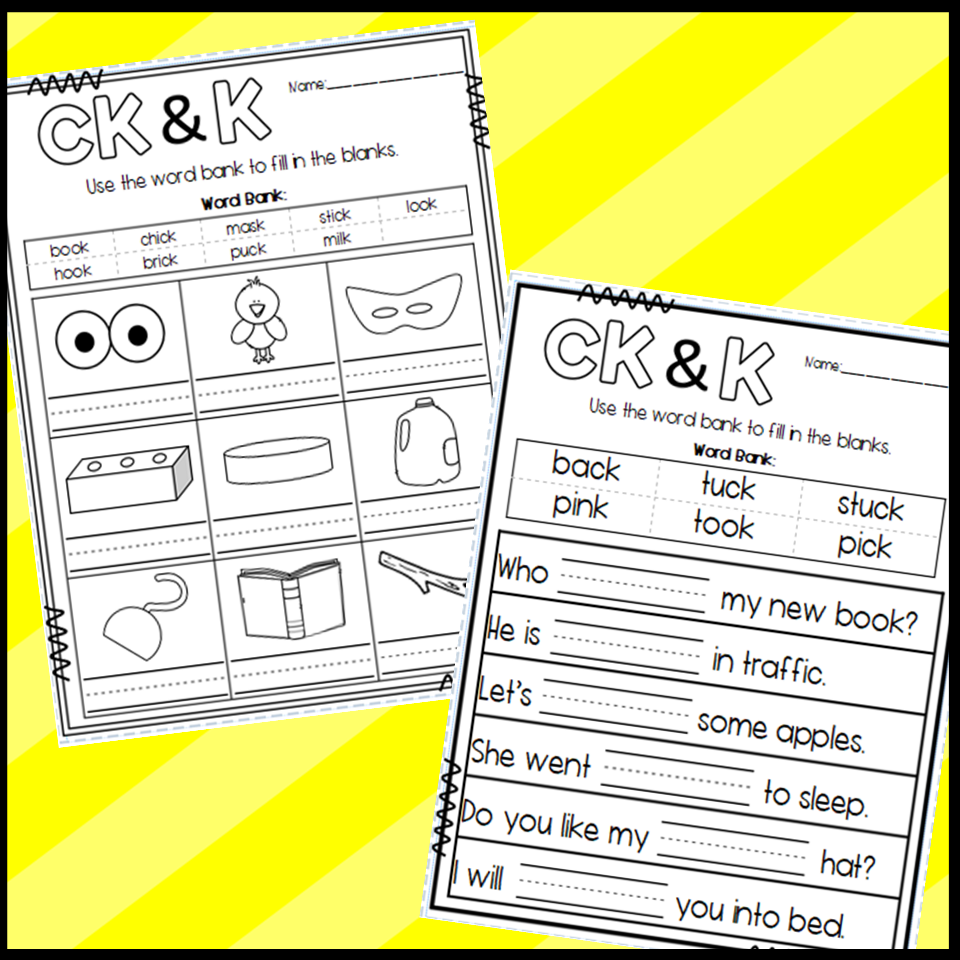 Ending CK and K Worksheets: Cut and Paste Sorts, Cloze, Writing and ...