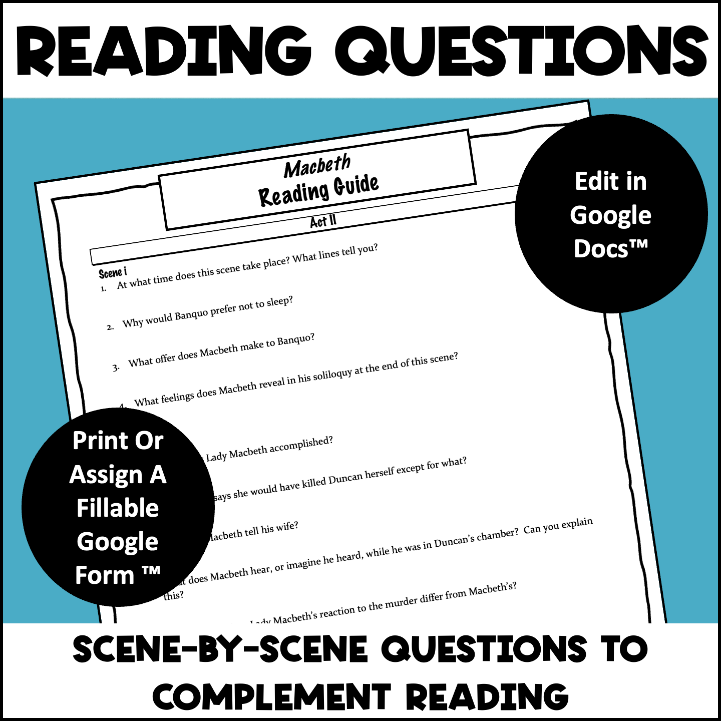 Macbeth Act 2 - Questions, Quiz, Quotes & Analysis - Print & Digital ...