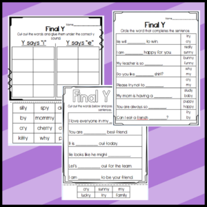 Final Y Worksheets- Y says long i or long e | Made By Teachers