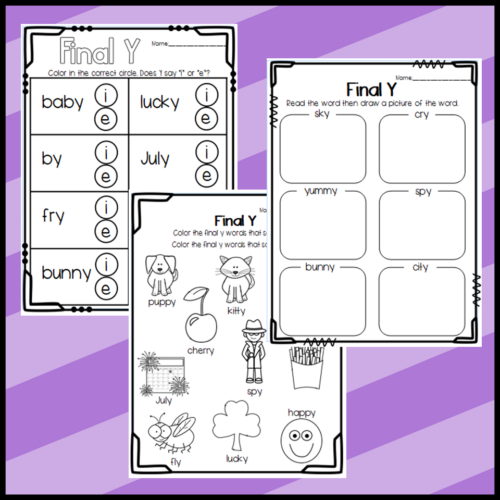 Final Y Worksheets- Y says long i or long e | Made By Teachers