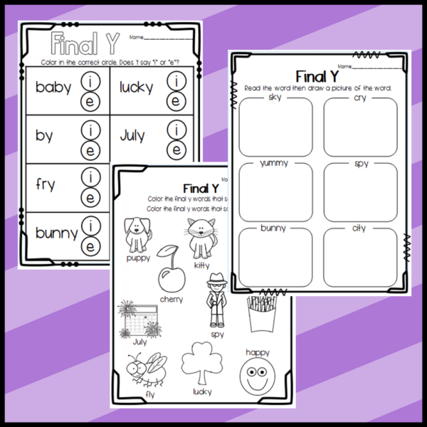 Final Y Worksheets- Y says long i or long e | Made By Teachers