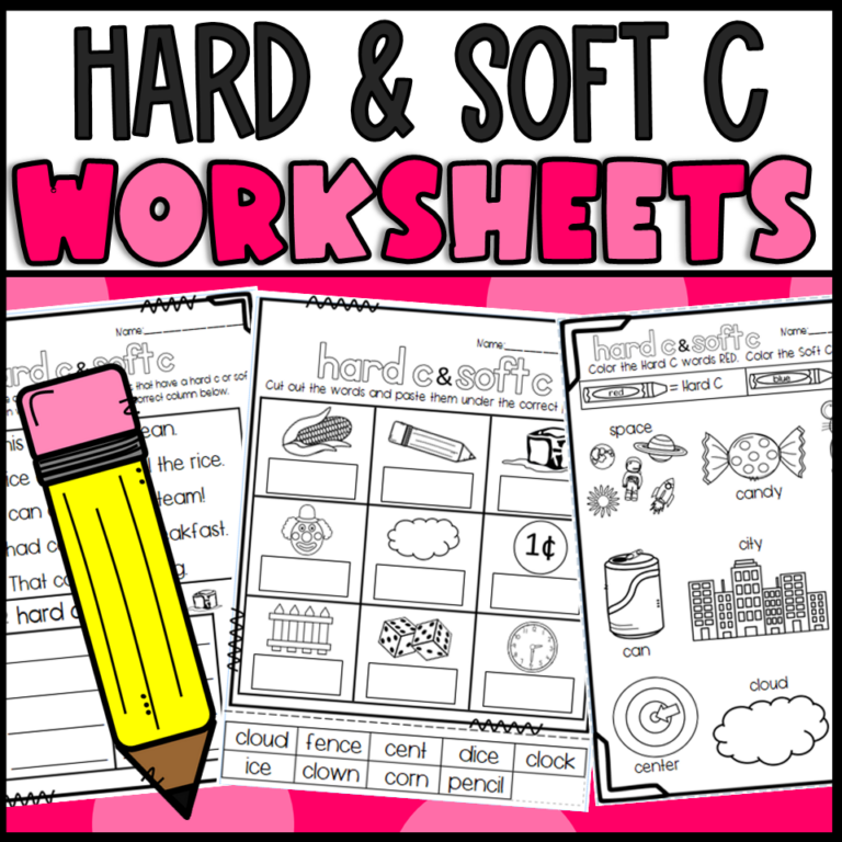 Hard and Soft C Worksheets: Cut and Paste Sorts, Cloze, Read and Draw ...