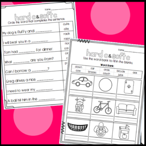 Hard and Soft C Worksheets: Cut and Paste Sorts, Cloze, Read and Draw ...