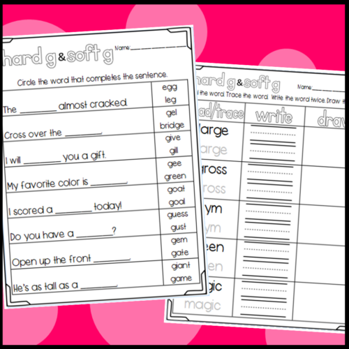 Hard and Soft G Worksheets: Cut and Paste Sorts, Cloze, Read and Draw ...
