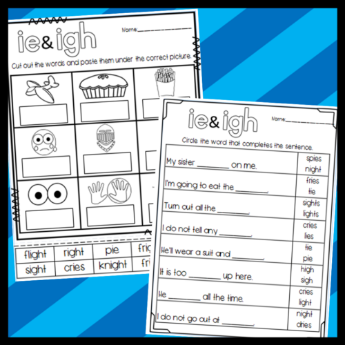 e and igh worksheets! Cut and Paste Sorts, Cloze, Writing, and more ...