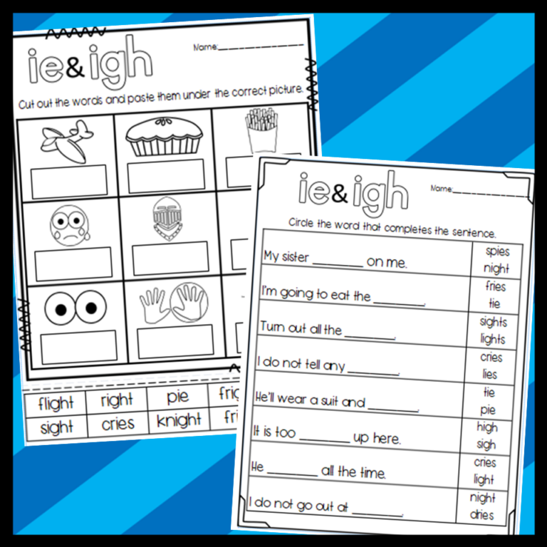 e and igh worksheets! Cut and Paste Sorts, Cloze, Writing, and more ...
