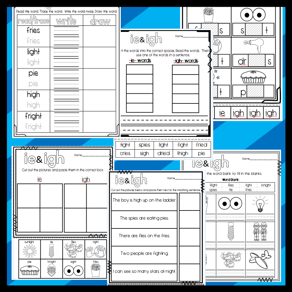e and igh worksheets! Cut and Paste Sorts, Cloze, Writing, and more ...