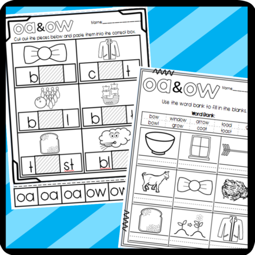 OA and OW Worksheets: Cut and Paste Sorts, Cloze, Writing, and More ...
