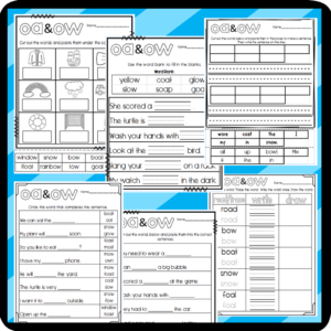 OA and OW Worksheets: Cut and Paste Sorts, Cloze, Writing, and More ...