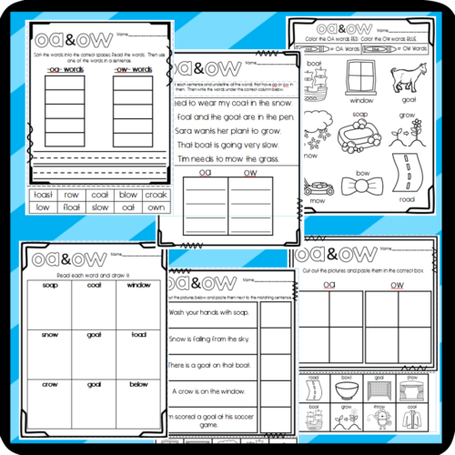 OA and OW Worksheets: Cut and Paste Sorts, Cloze, Writing, and More ...