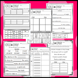 OU and OW Worksheets: Cut and Paste Sorts, Cloze, Read and Draw and ...