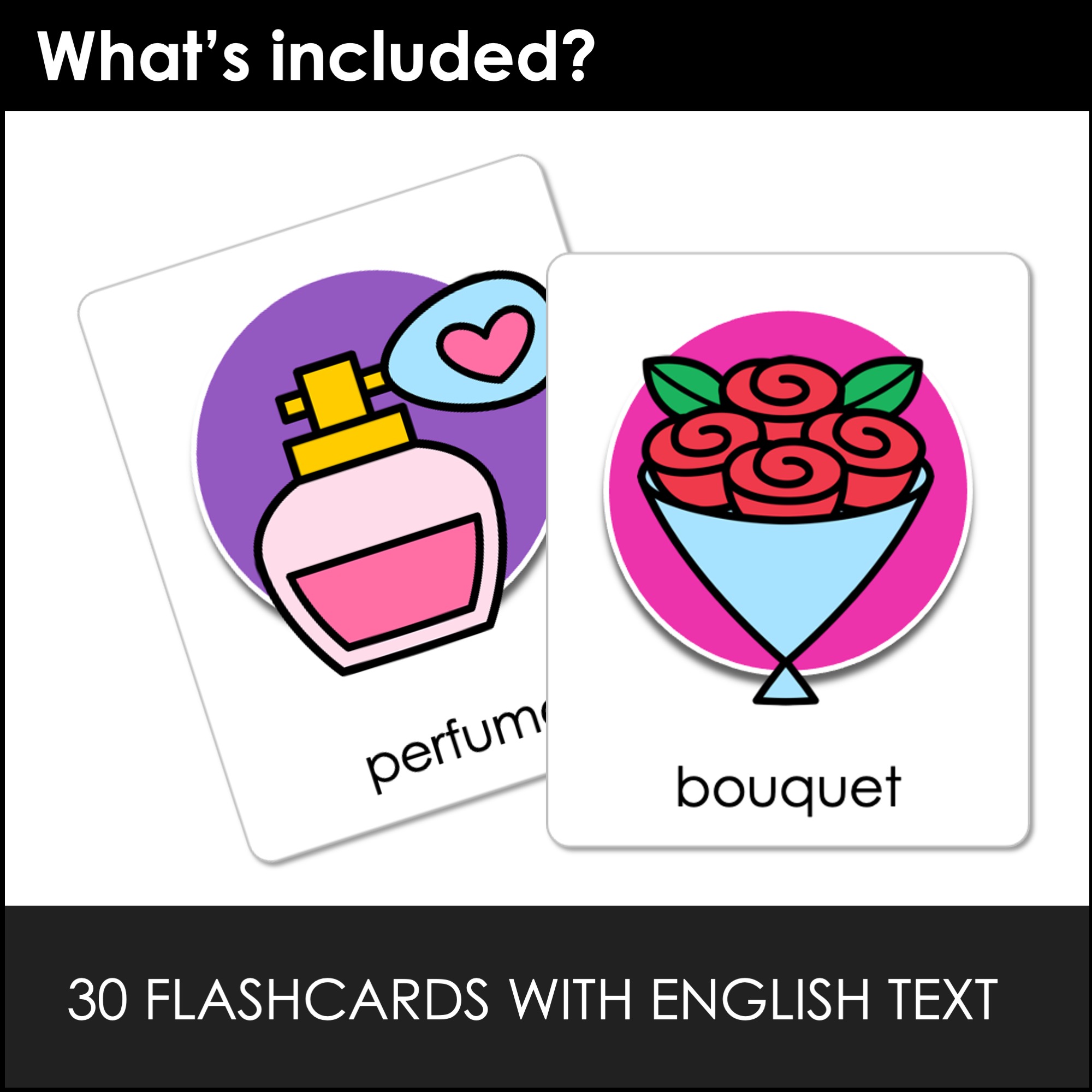 Valentine's Day Flashcards - Editable Vocabulary Flash Cards for ESL ...
