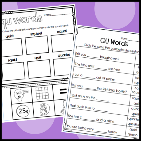 QU Worksheets : Sorts, Matching, Read and Draw, and More | Made By Teachers