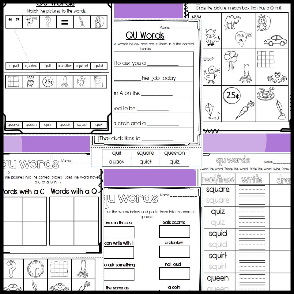 QU Worksheets : Sorts, Matching, Read and Draw, and More | Made By Teachers