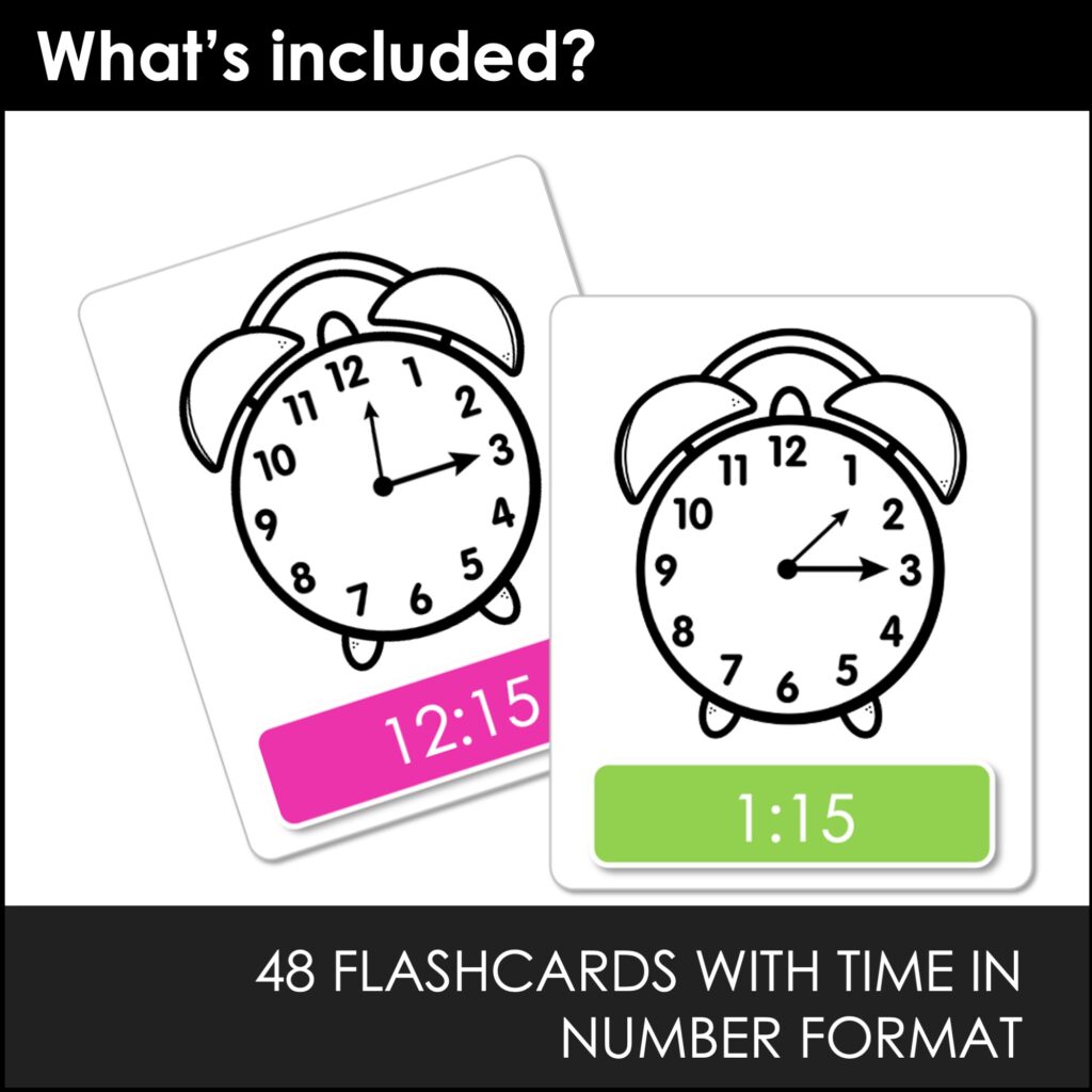Telling Time EDITABLE Flashcards for ESL - to the HOUR, HALF HOUR ...