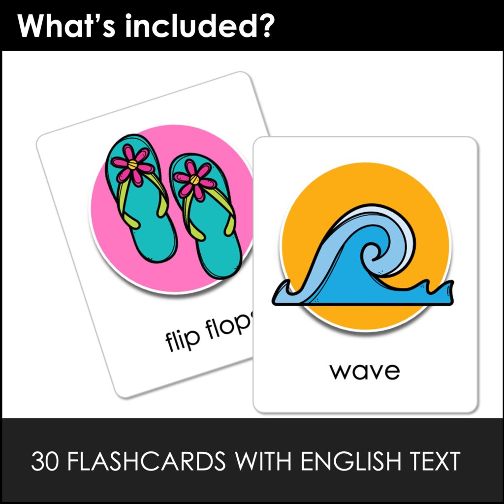 Summer Vocabulary Flashcards with Editable Text - ESL Flashcards for ...