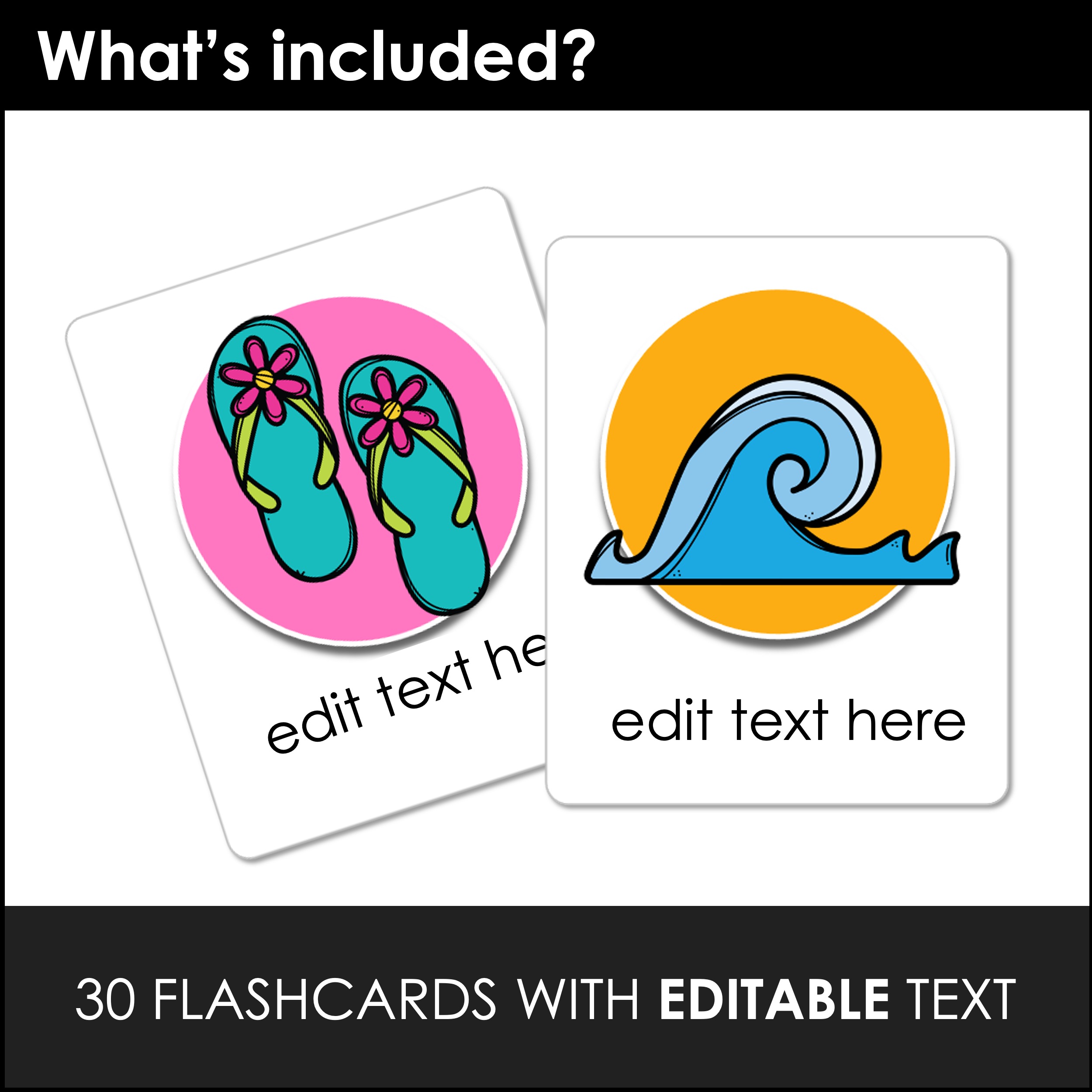 Summer Vocabulary Flashcards with Editable Text - ESL Flashcards for ...