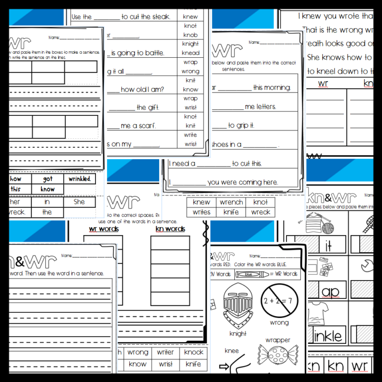 WR and KN Silent Letter Worksheets: Sorts, Read and Draw, Cloze, and ...