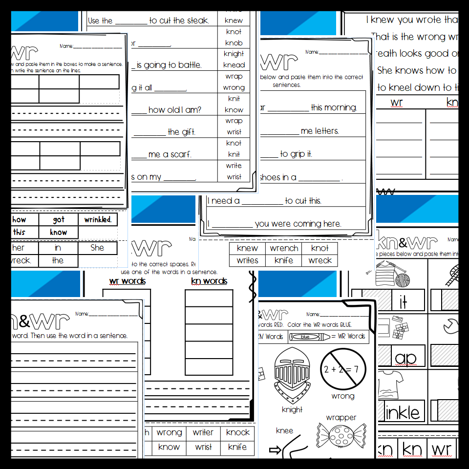 WR and KN Silent Letter Worksheets: Sorts, Read and Draw, Cloze, and ...