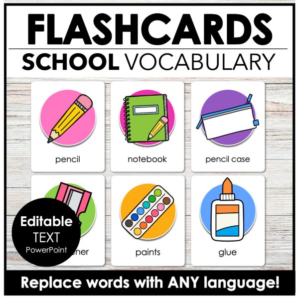 Back to School Vocabulary Flashcards for Newcomers - ELL ESL ELD School ...