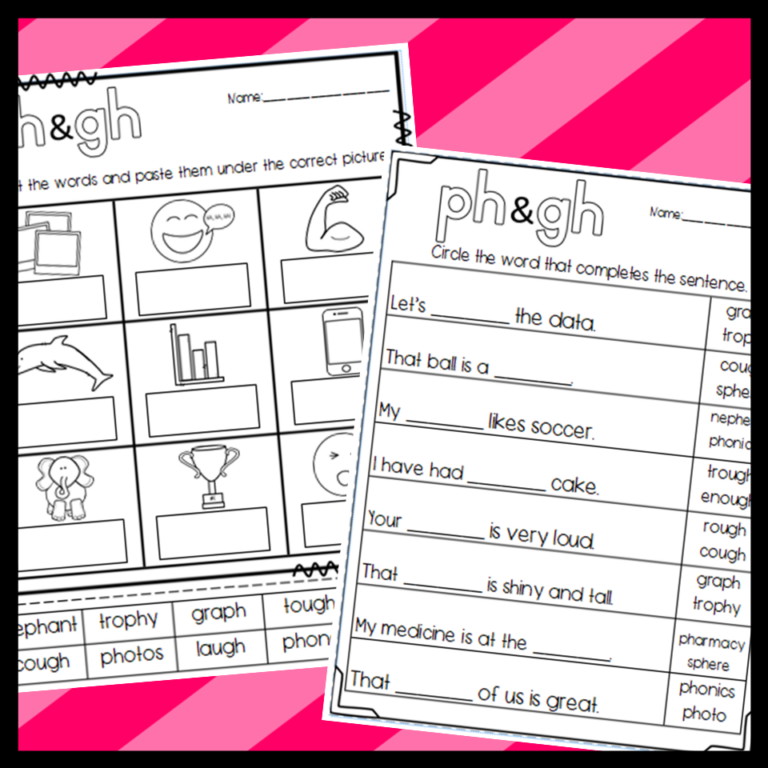 PH and GH Worksheets: Cut and Paste Sorts, Cloze, Read and Draw and ...