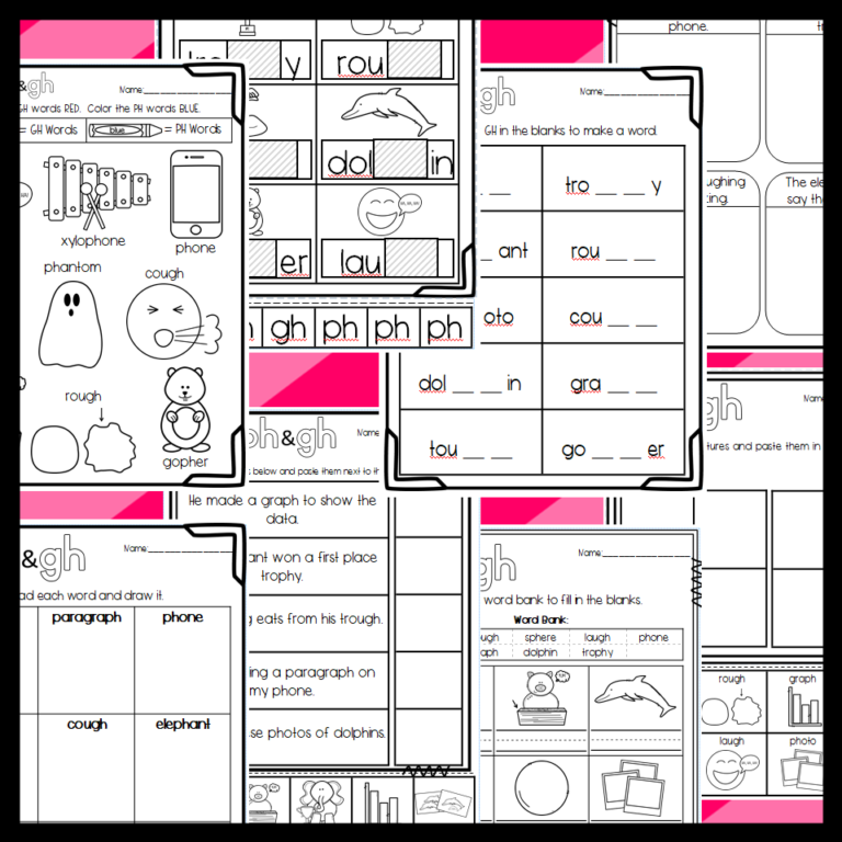 PH and GH Worksheets: Cut and Paste Sorts, Cloze, Read and Draw and ...