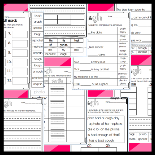 PH and GH Worksheets: Cut and Paste Sorts, Cloze, Read and Draw and ...