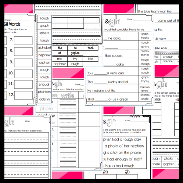PH and GH Worksheets: Cut and Paste Sorts, Cloze, Read and Draw and ...