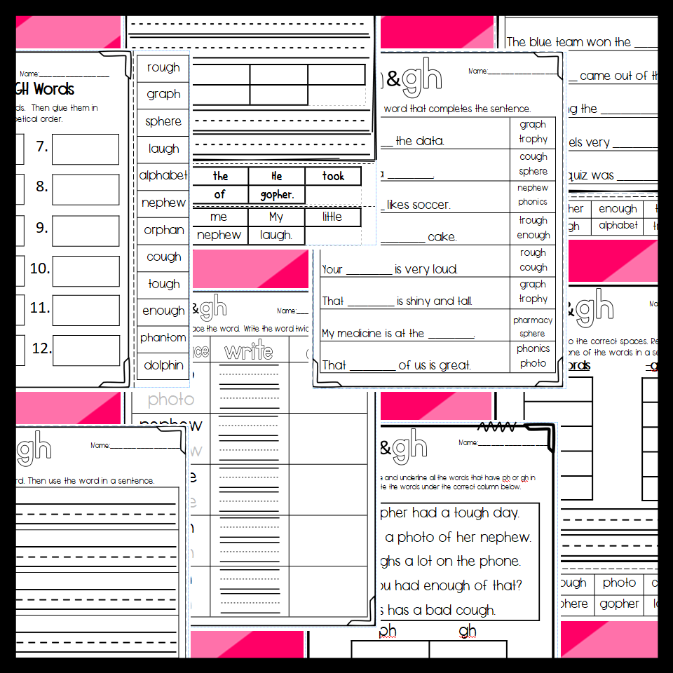 PH and GH Worksheets: Cut and Paste Sorts, Cloze, Read and Draw and ...