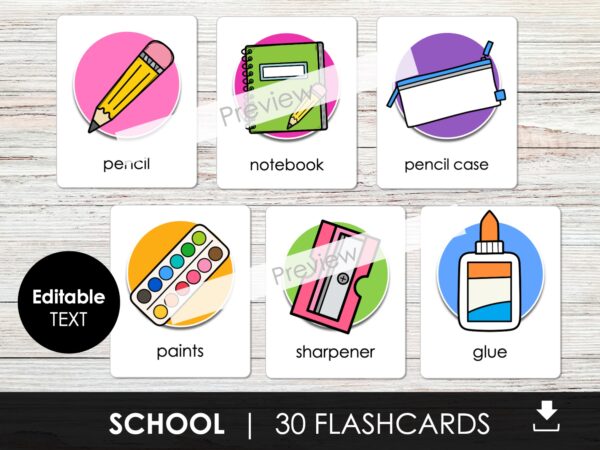 Back to School Vocabulary Flashcards for Newcomers - ELL ESL ELD School ...