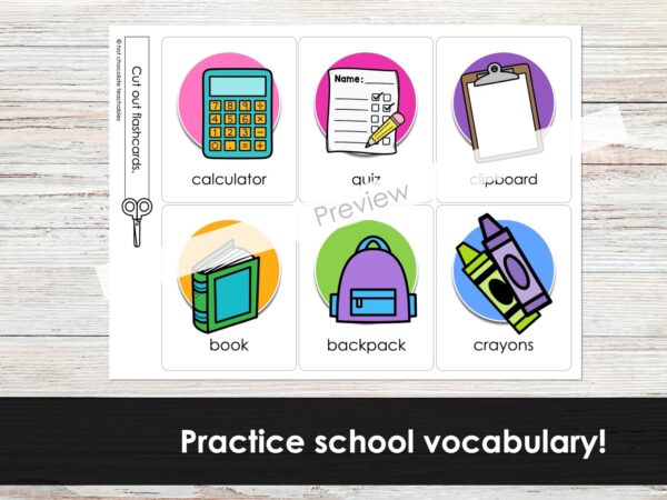 Back to School Vocabulary Flashcards for Newcomers - ELL ESL ELD School ...