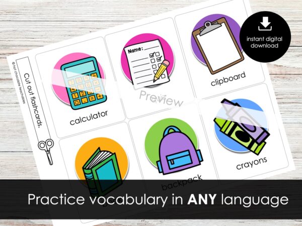 Back to School Vocabulary Flashcards for Newcomers - ELL ESL ELD School ...