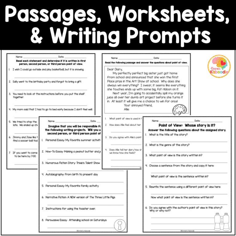 Point of View Worksheets, Anchor Charts, and Activities | Made By Teachers