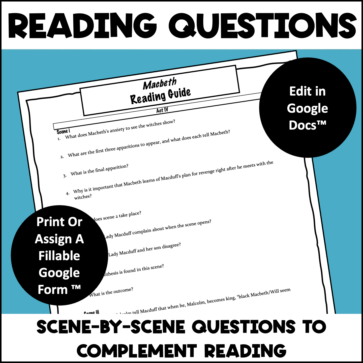 Macbeth Act 4 - Questions, Quiz, Quotes & Analysis - Print & Digital ...