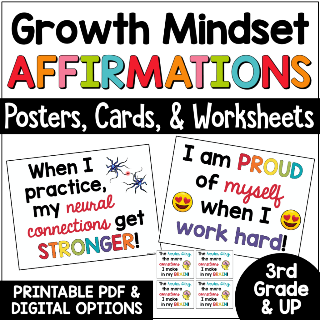 Growth Mindset Posters with Positive Affirmations Bulletin Board | Made ...