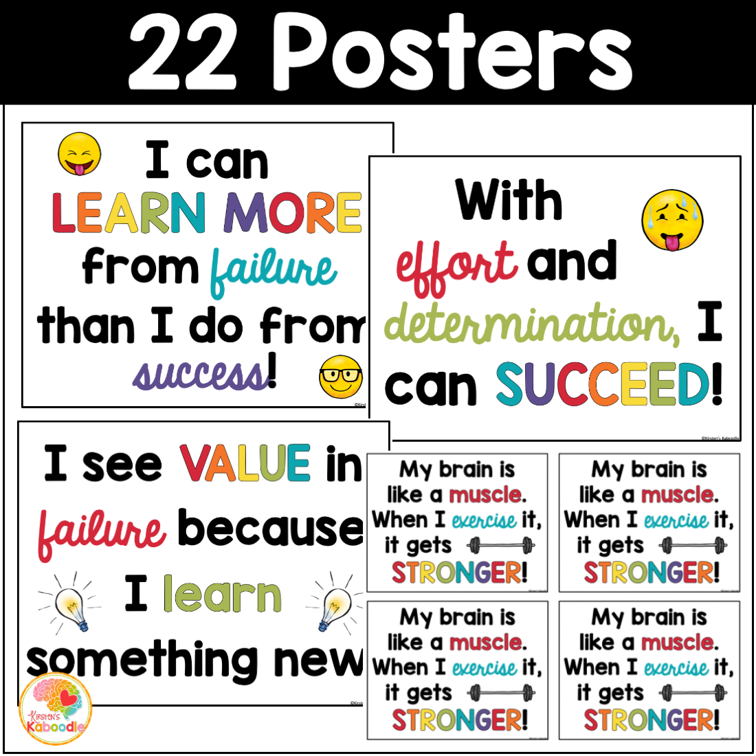 Growth Mindset Posters with Positive Affirmations Bulletin Board | Made ...
