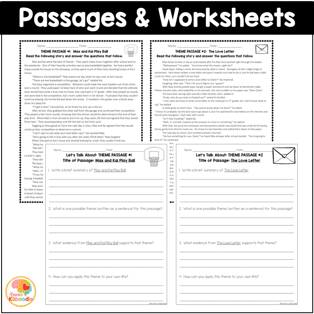 Teaching Theme Reading Passages, Worksheets, and Anchor Charts | Made ...