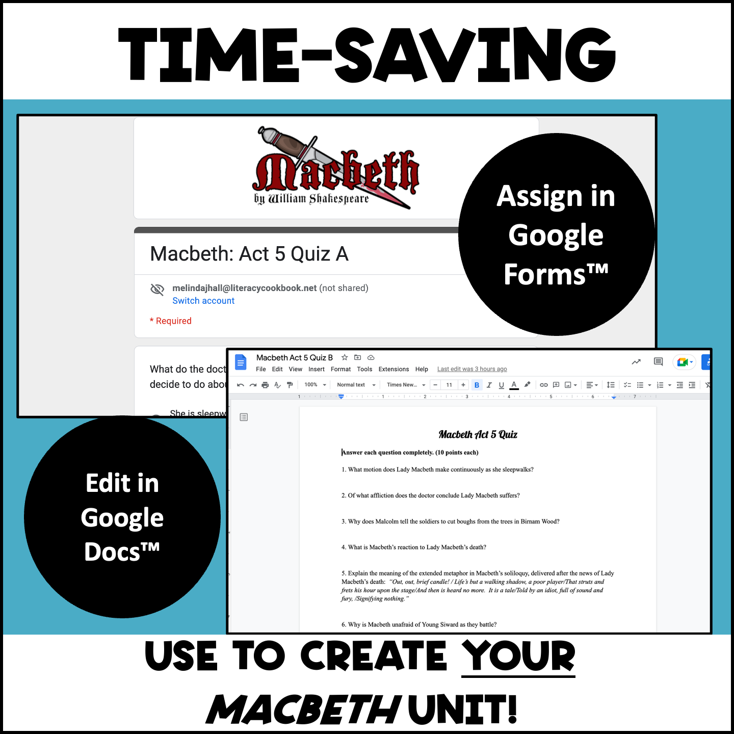 Macbeth Act 5 Questions Quiz Quotes And Analysis Print And Digital Editable Made By Teachers