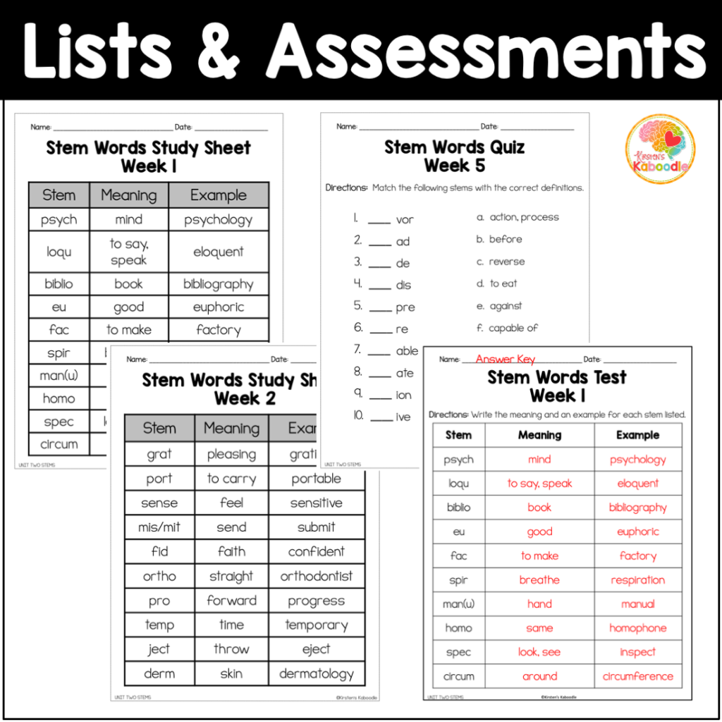 Greek and Latin Roots Words Weekly Lists, Quizzes, and Tests UNIT TWO ...