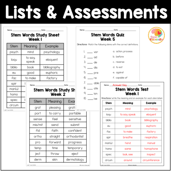 Greek and Latin Roots Words Weekly Lists, Quizzes, and Tests UNIT TWO ...