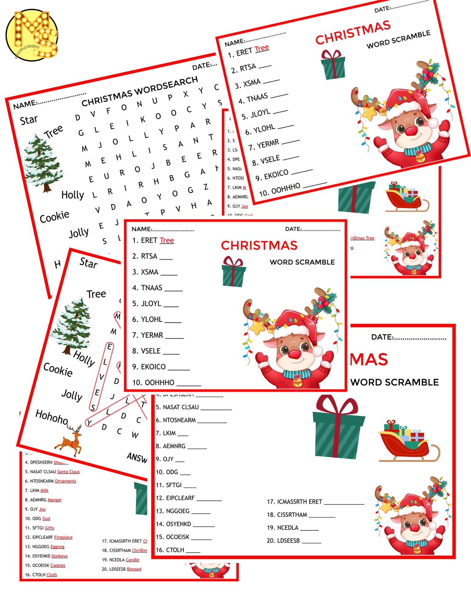 Christmas & Winter Puzzle Pack-Christmas Bingo Cards, Wordsearch, Mazes ...
