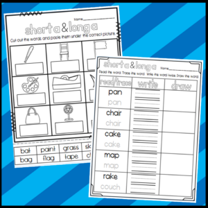 Long A and Short A Worksheets: Cut and Paste Sorts, Cloze, and More ...