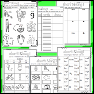 Long I and Short I Worksheets: Cut and Paste Sorts, Cloze, and More ...