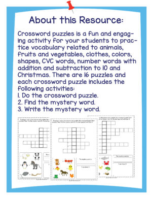 Crossword Puzzles | Do the Puzzle, Find the Mystery Word and Draw It ...