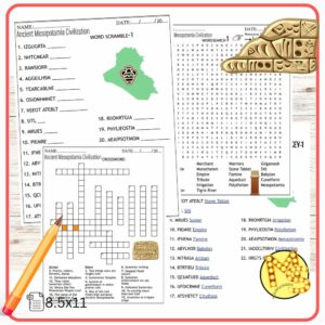 Ancient Mesopotamia Civilization Worksheets Crossword-Word Scramble ...