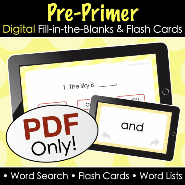 FREE Pre-Primer Dolch Sight Words - Digital Fill-in Quiz, Flash Cards ...