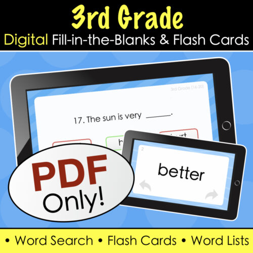 3rd Grade Dolch Sight Words - Digital Fill-in-the-Blanks Quiz ...