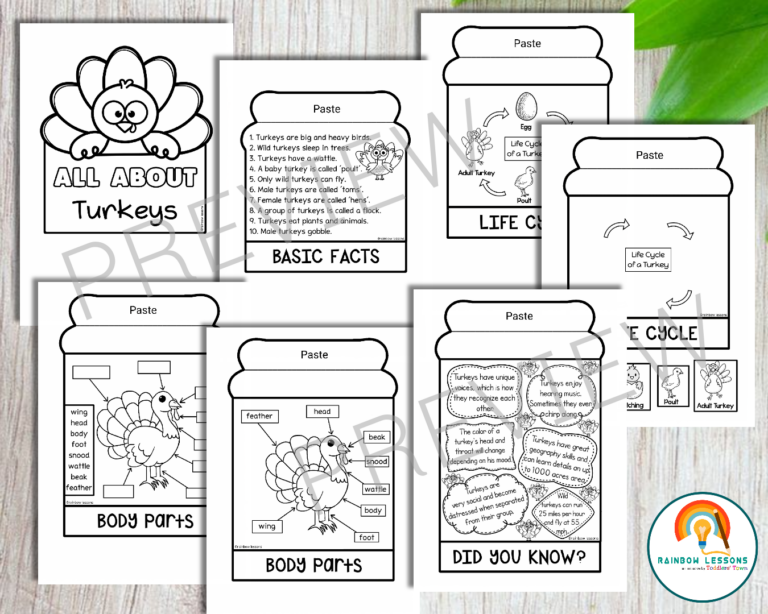 All About Turkeys Flipbook | Turkey Facts Booklet | Turkey Craftivity ...