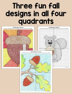 Fall Coordinate Plane Graphing Pictures in Four Quadrants | Made By ...
